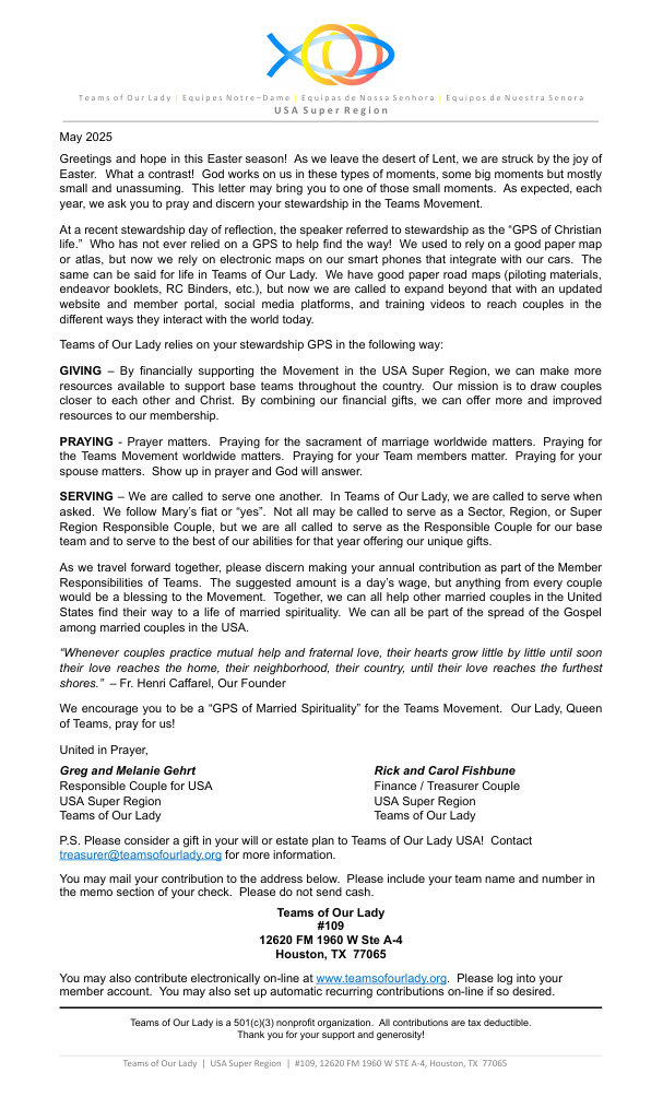 Annual Contribution Letter